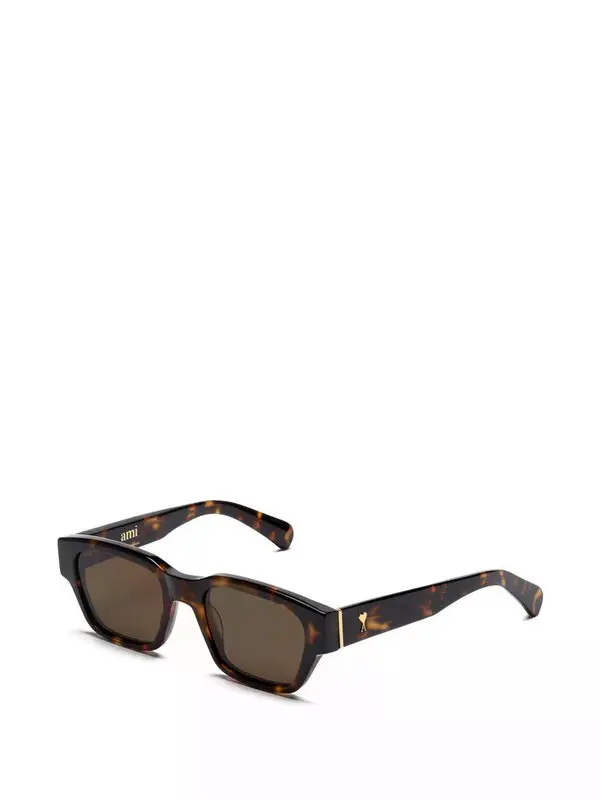 AMI Paris Square-frame Sunglasses With Logo - Brown