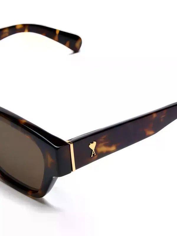 AMI Paris Square-frame Sunglasses With Logo - Brown
