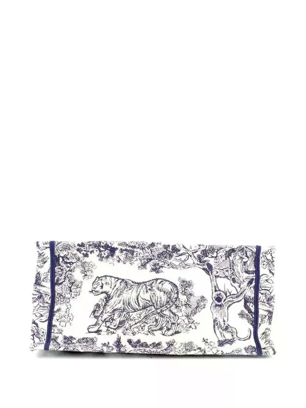 Dior Embroidered Canvas Medium Tote Bag - Blue