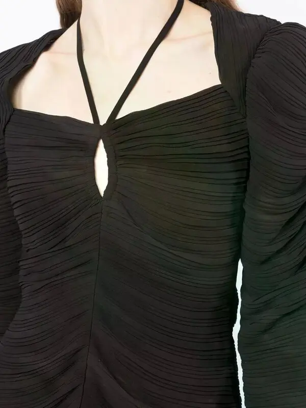 FRAME Gathered Keyhole Tie-neck Top