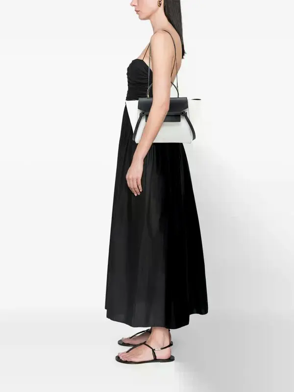Celine 2015 Mini Bicolor Grained Calfskin Belt Bag Satchel - Black