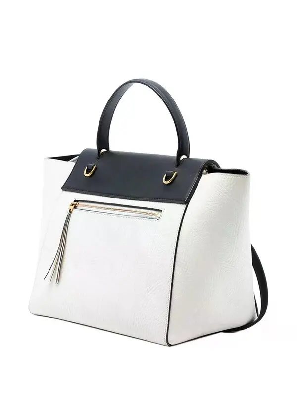 Celine 2015 Mini Bicolor Grained Calfskin Belt Bag Satchel - Black