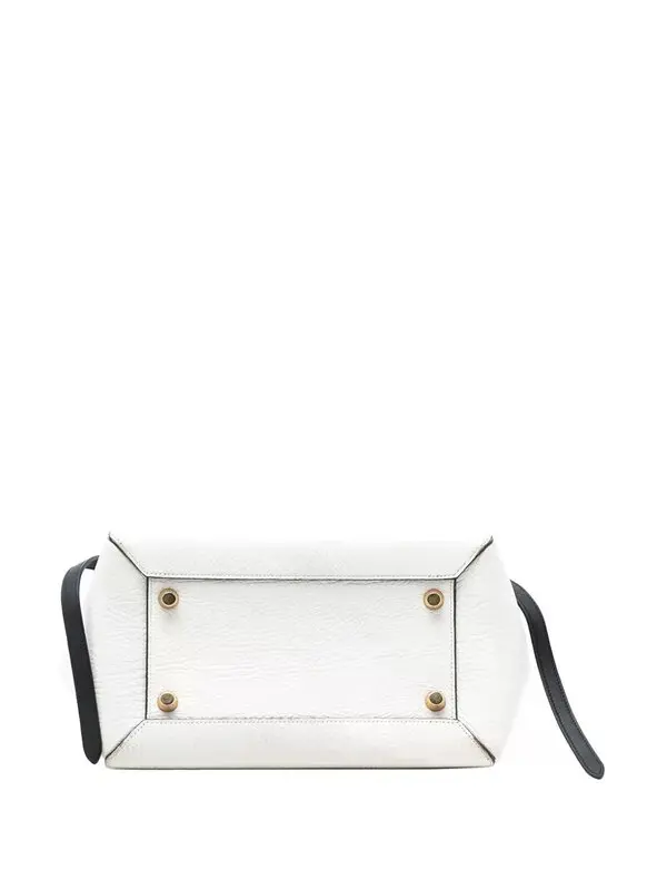 Celine 2015 Mini Bicolor Grained Calfskin Belt Bag Satchel - Black