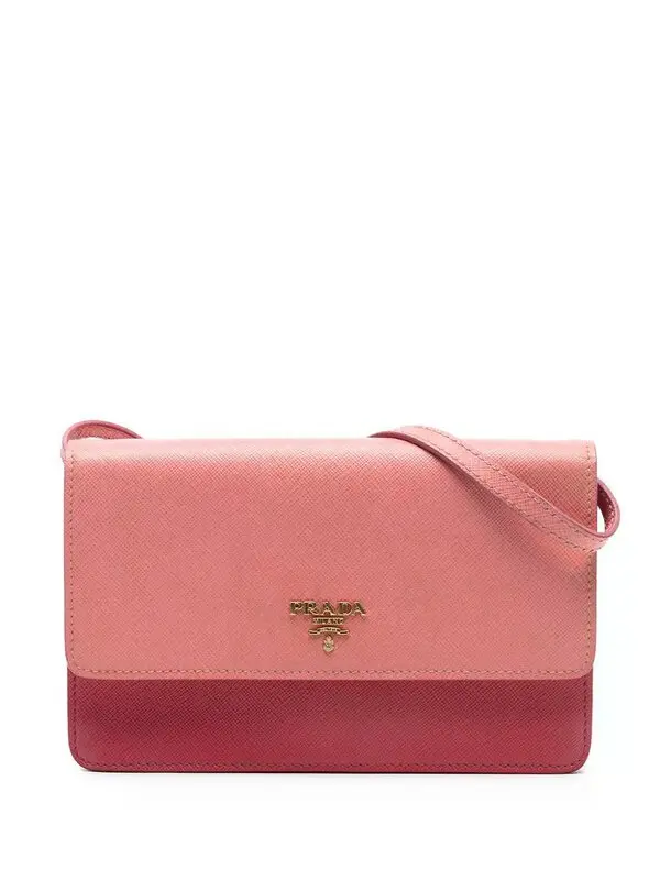 Prada 2010-2026 Bicolor Saffiano Lux Wallet On Strap - Pink