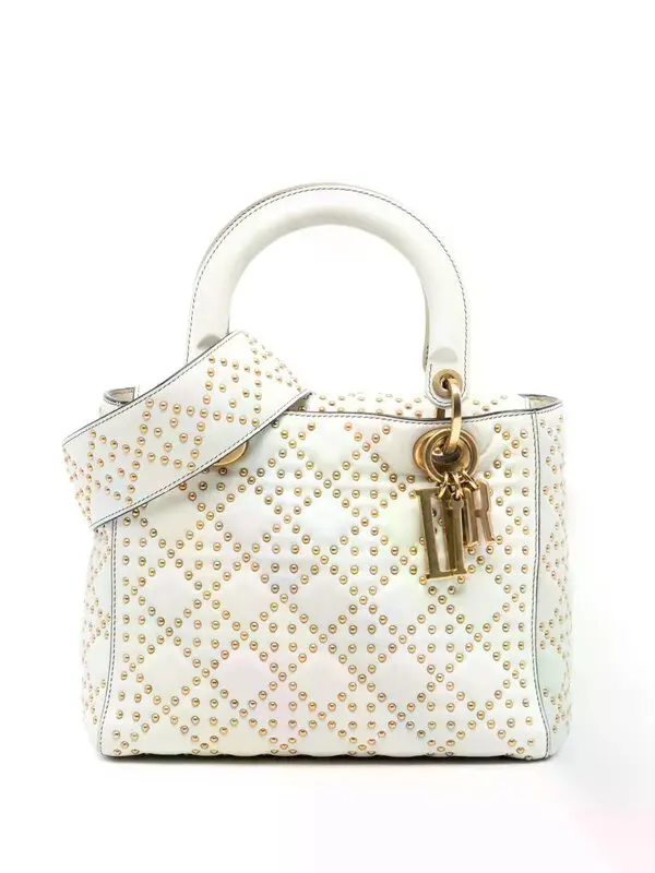 Dior 2018 Medium Lambskin Studded Lady Satchel
