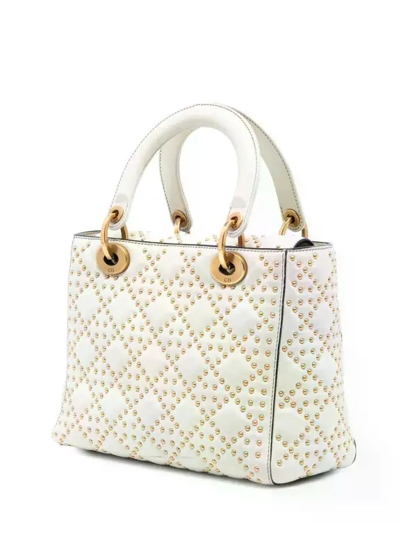 Dior 2018 Medium Lambskin Studded Lady Satchel
