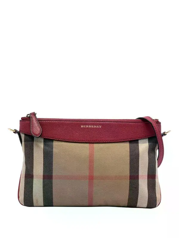 Burberry House Check Canvas Derby Peyton Crossbody Bag - Brown