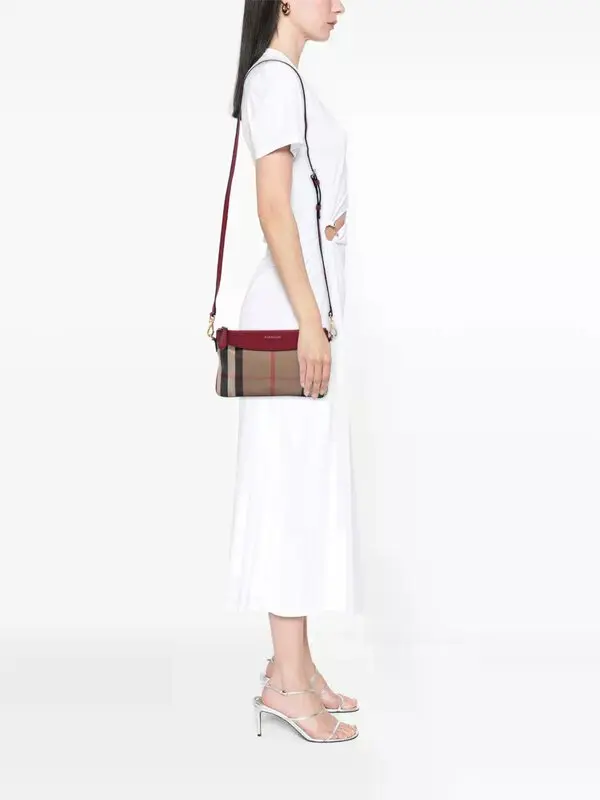Burberry House Check Canvas Derby Peyton Crossbody Bag - Brown