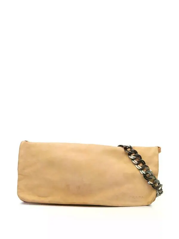 Prada 2000-2025 Suede Chain Pochette Shoulder Bag