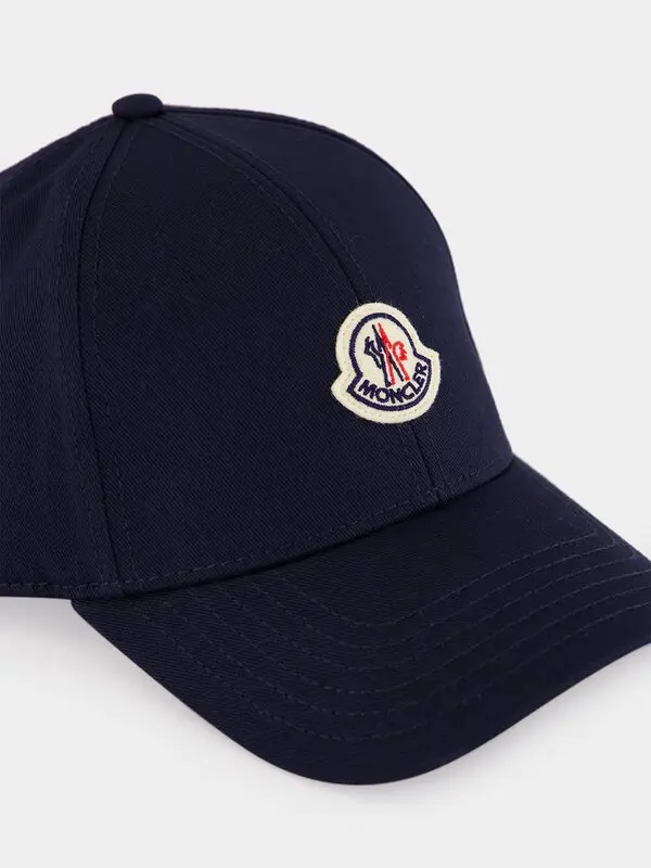 Moncler Cotton Gabardine Baseball Cap - Blue