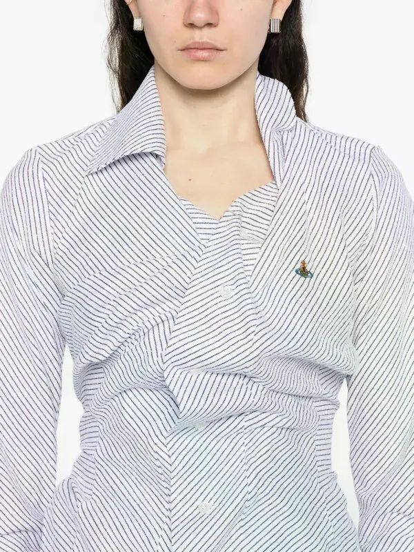 VIVIENNE WESTWOOD Striped Draped Shirt - White