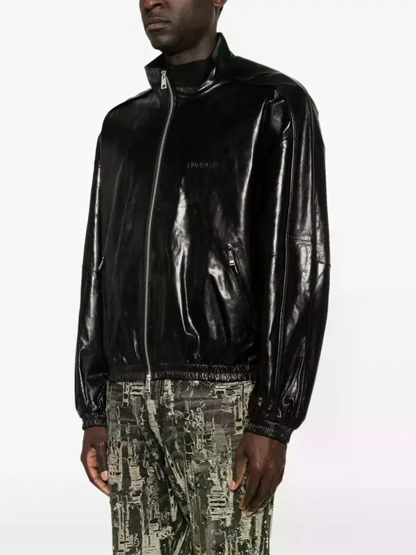 PURPLE BRAND Leather Zip Jacket