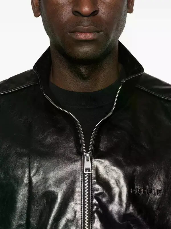 PURPLE BRAND Leather Zip Jacket
