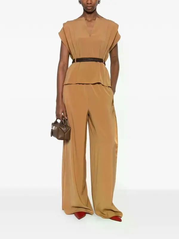 Max Mara Mxmabete Belted V-neck Top - Neutrals