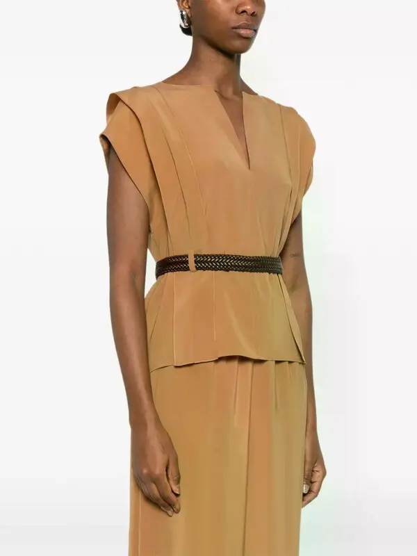 Max Mara Mxmabete Belted V-neck Top - Neutrals