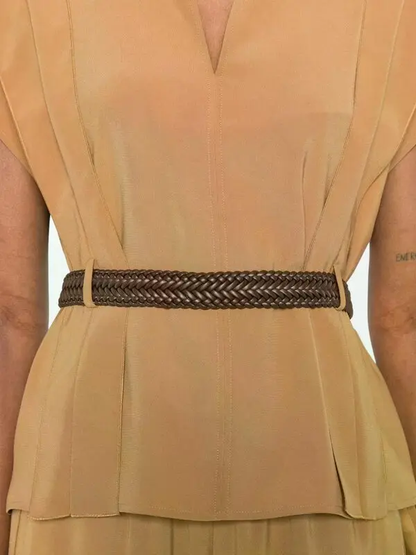 Max Mara Mxmabete Belted V-neck Top - Neutrals