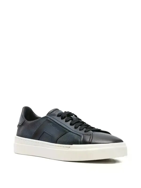 Santoni Perforated Leather Sneakers - Blue