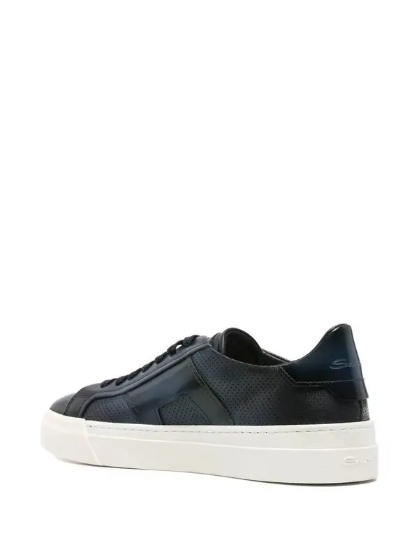 Santoni Perforated Leather Sneakers - Blue