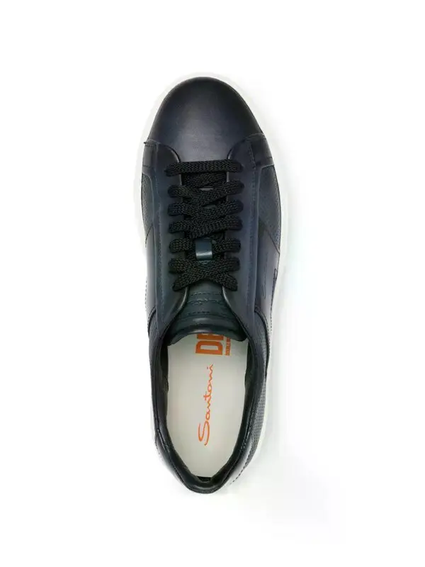 Santoni Perforated Leather Sneakers - Blue