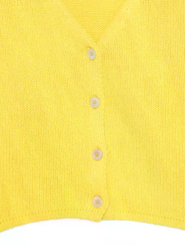 Incentive! Cashmere V-neck Button Cashmere Cardigan - Yellow