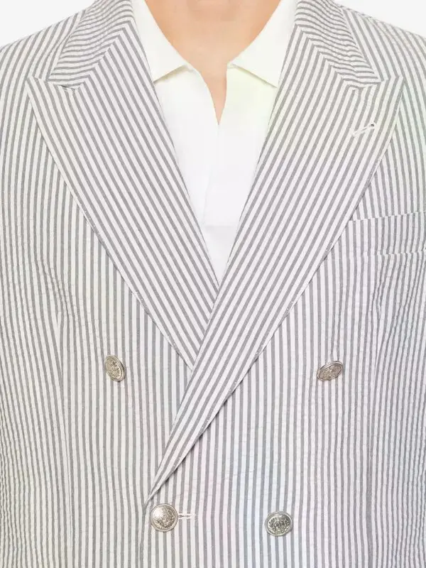 Eleventy Striped Double-breasted Blazer - Blue