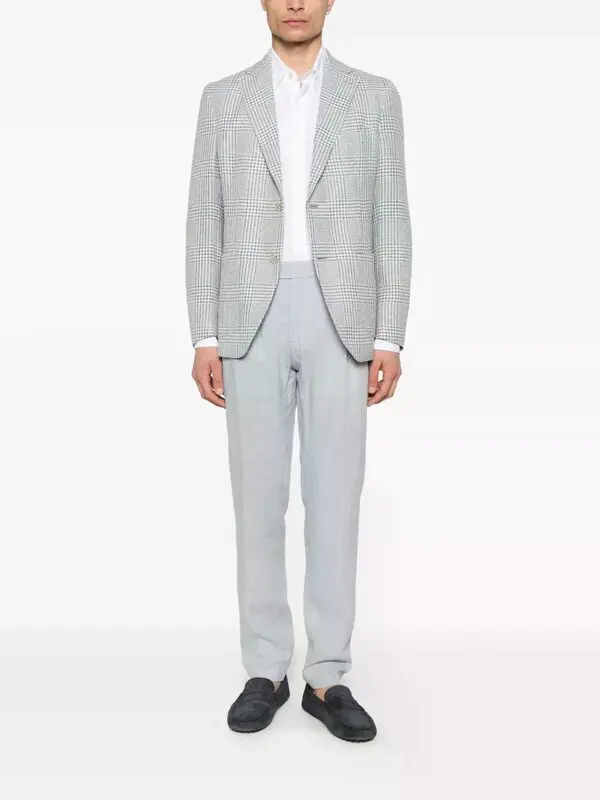 Eleventy Checked Single-breasted Blazer - Blue