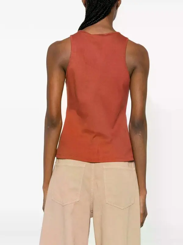 TWINSET Ribbed Keyhole Sleeveless Top - Brown