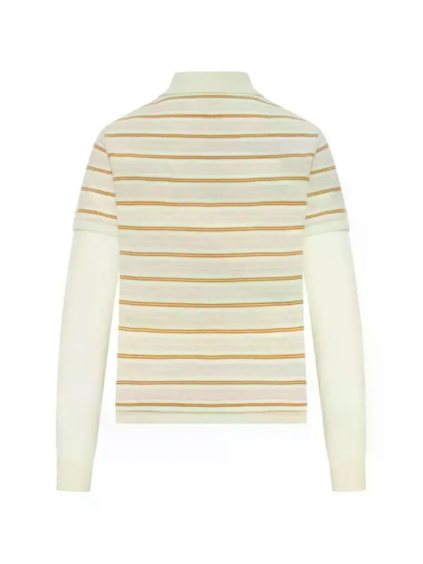 Guest In Residence Striped Collared Polo Top - Neutrals