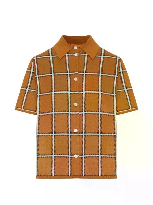 Guest In Residence Checked Collared Top - Orange