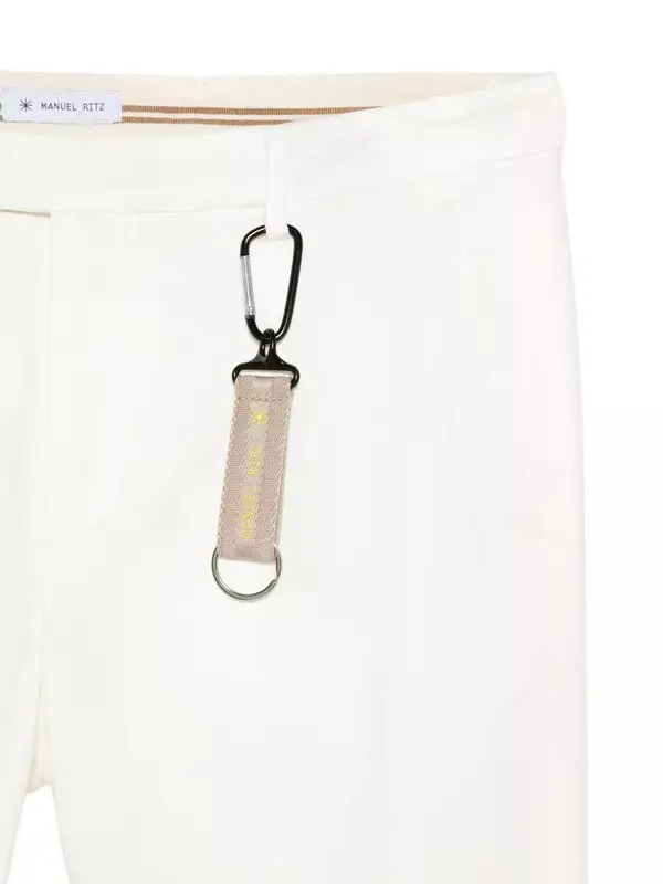 MANUEL RITZ Micro-texture Slim-fit Trousers - White