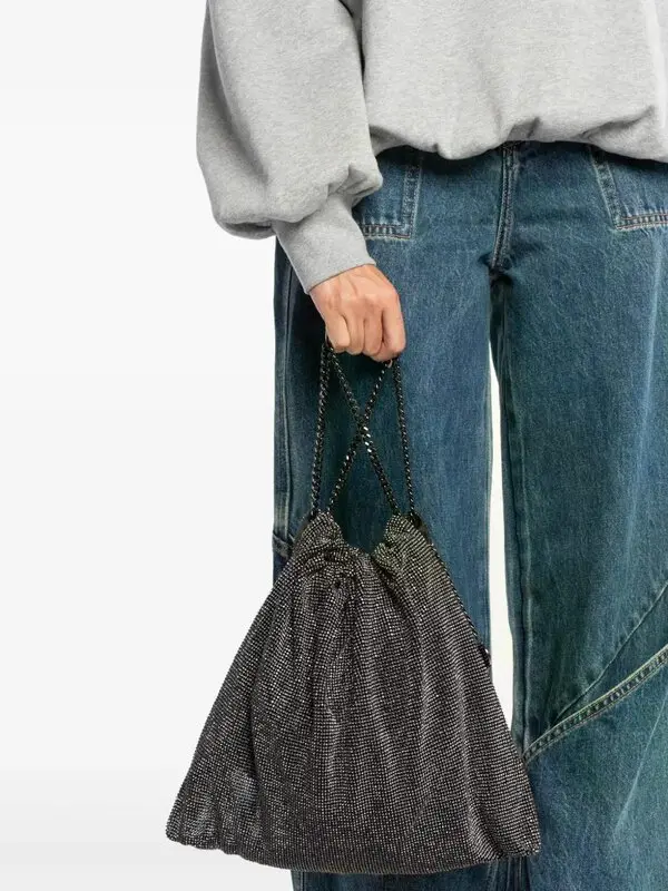 TWENTY FOURHAITCH Strass Mesh Drawstring Shoulder Bag