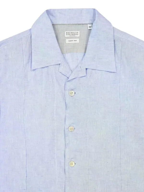 Brunello Cucinelli Buttoned Linen Shirt - Blue