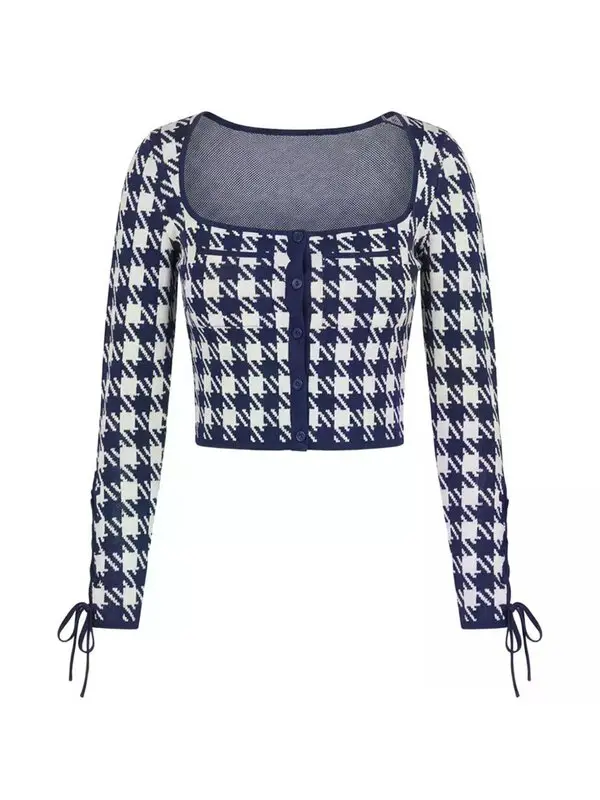 FLEUR DU MAL Houndstooth Cropped Cardigan
