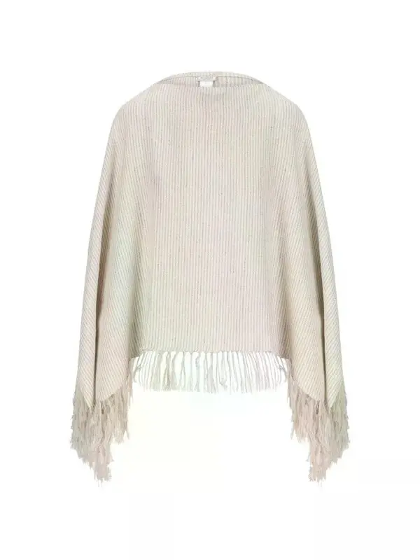 Brunello Cucinelli Striped Tassel Poncho - Neutrals