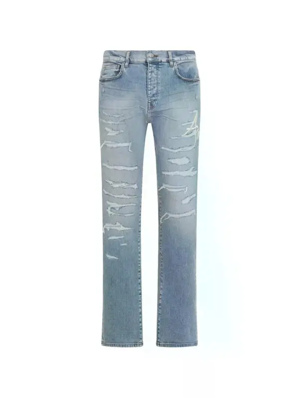 Amiri Distressed Jeans With Signature Embroidery