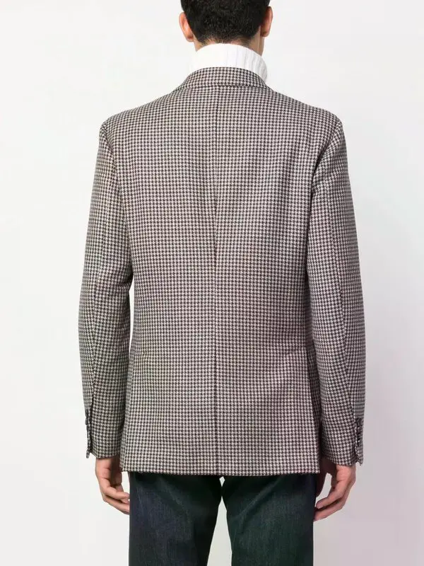 LARDINI Houndstooth-pattern Wool Blazer - Grey