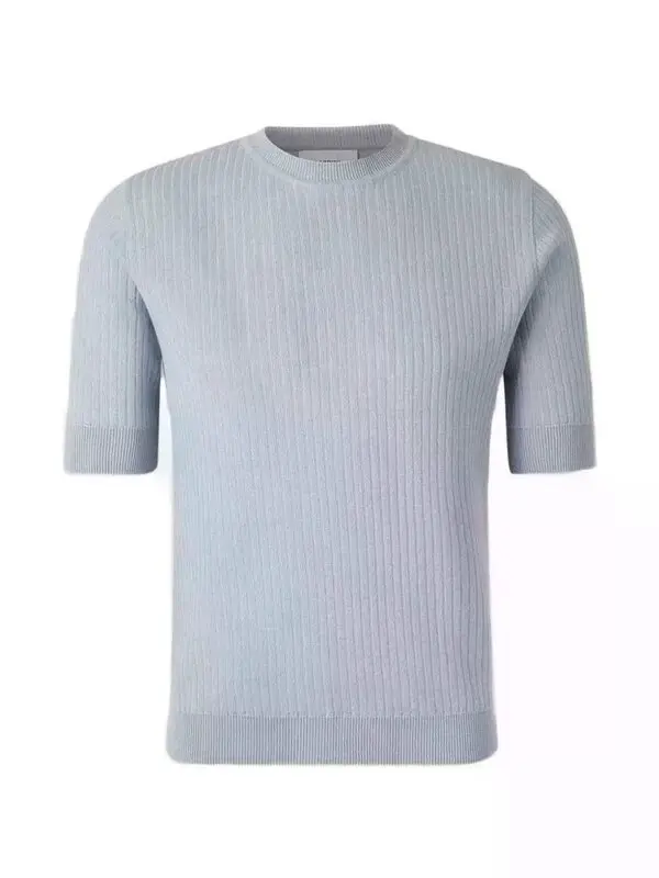 LARDINI Ribbed Knit T-shirt - Blue