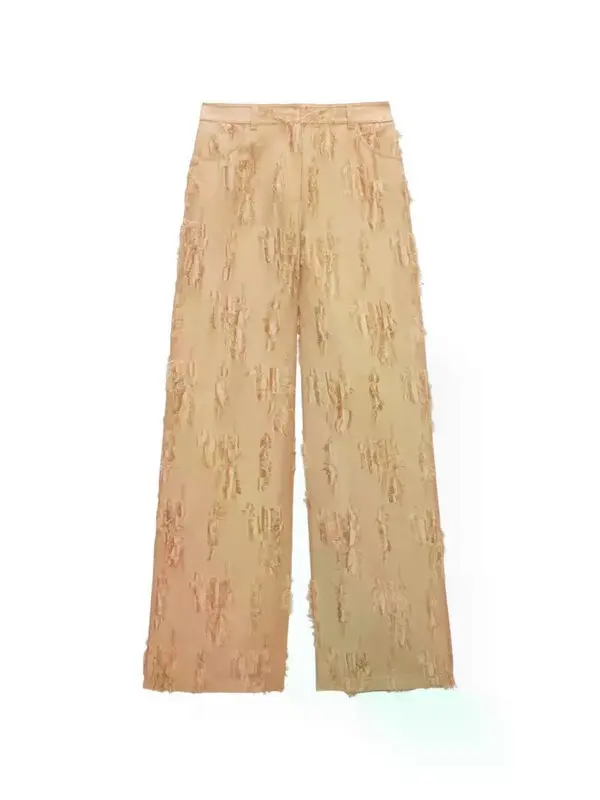 MSGM Wide-leg Distressed Trousers