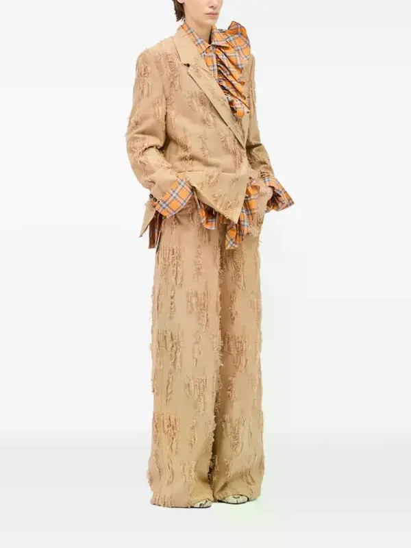 MSGM Wide-leg Distressed Trousers