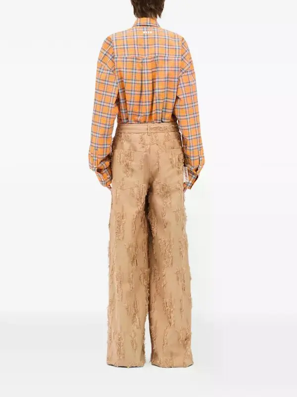 MSGM Wide-leg Distressed Trousers