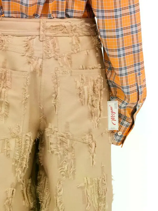 MSGM Wide-leg Distressed Trousers