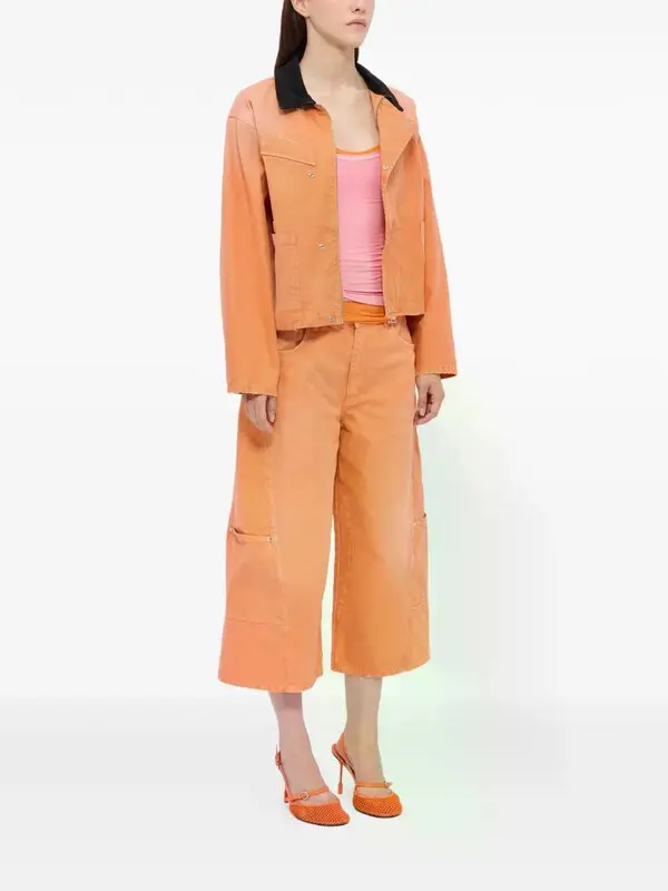 MSGM Collared Denim Jacket - Orange