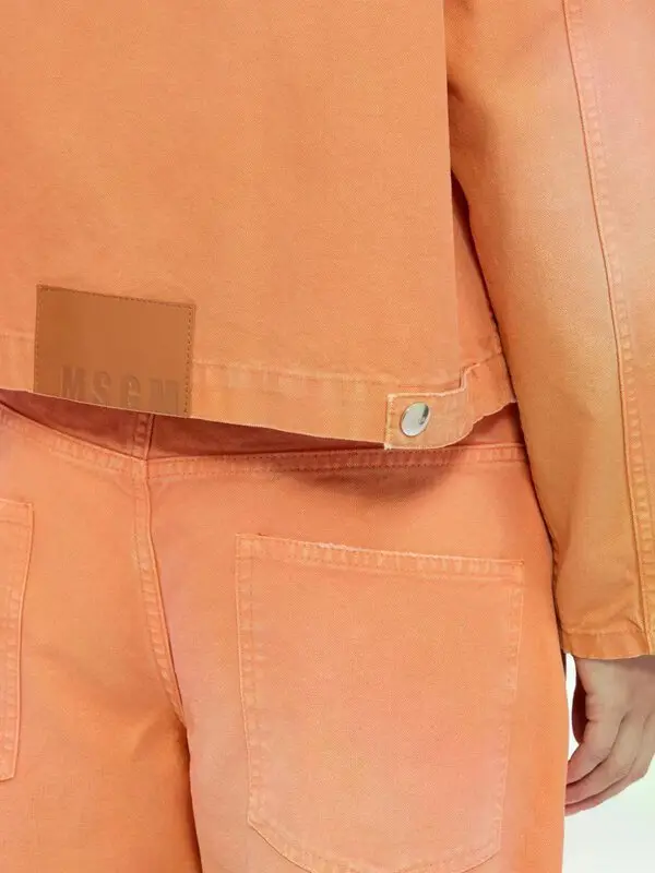 MSGM Collared Denim Jacket - Orange