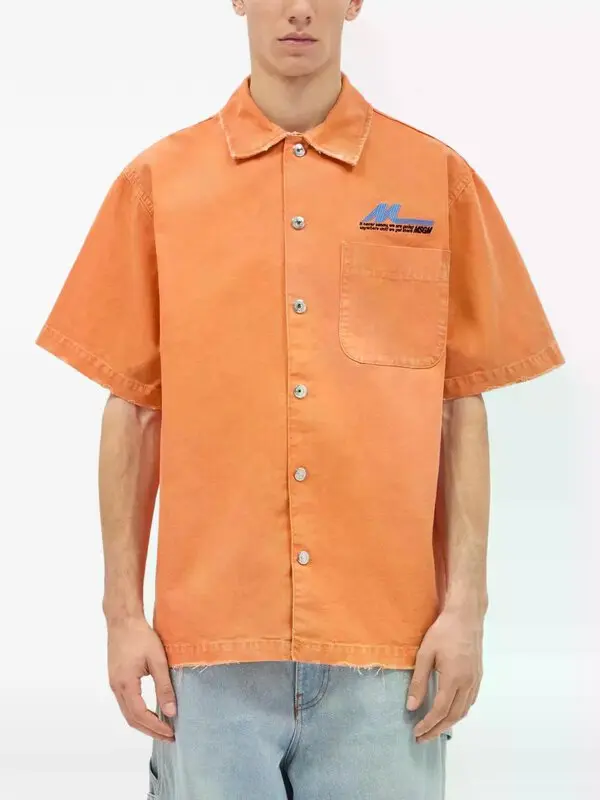 MSGM Button Frayed Shirt - Orange