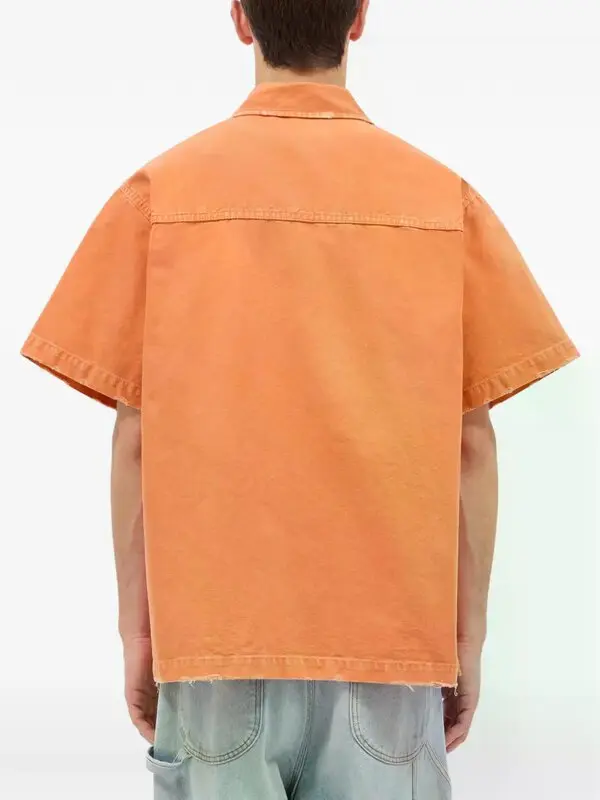 MSGM Button Frayed Shirt - Orange