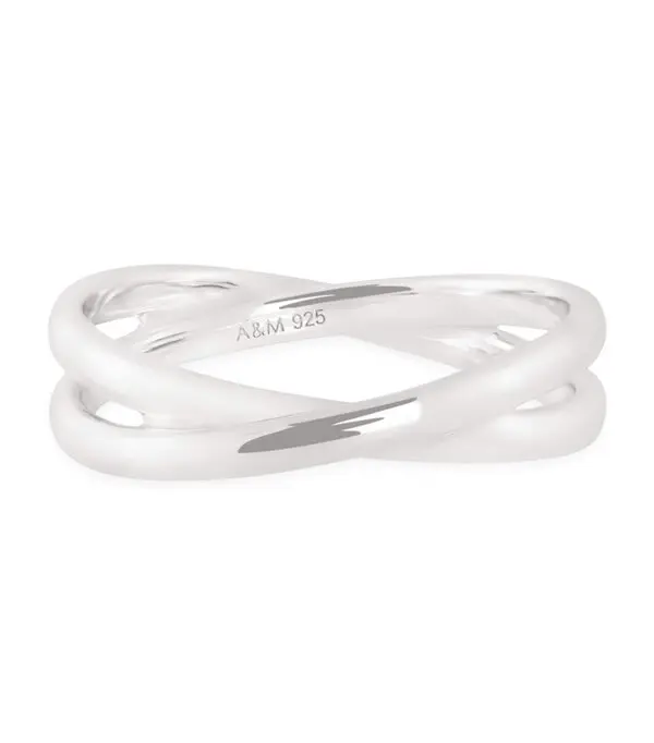 ASTRID & MIYU Sterling Crossover Illusion Band Ring - Silver