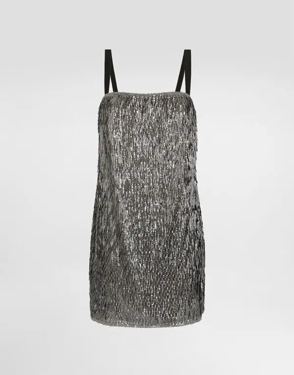 Dolce & Gabbana Dress With Embroidered Sequins - Silver