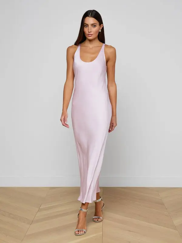 L'Agence Akiya Satin Maxi Dress - Icy Lilac