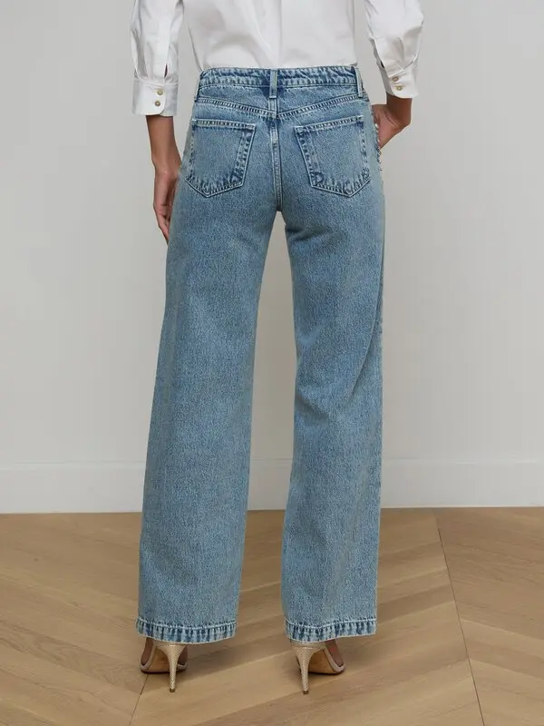 L'Agence Scottie Embellished Wide-leg Jeans - Malibu