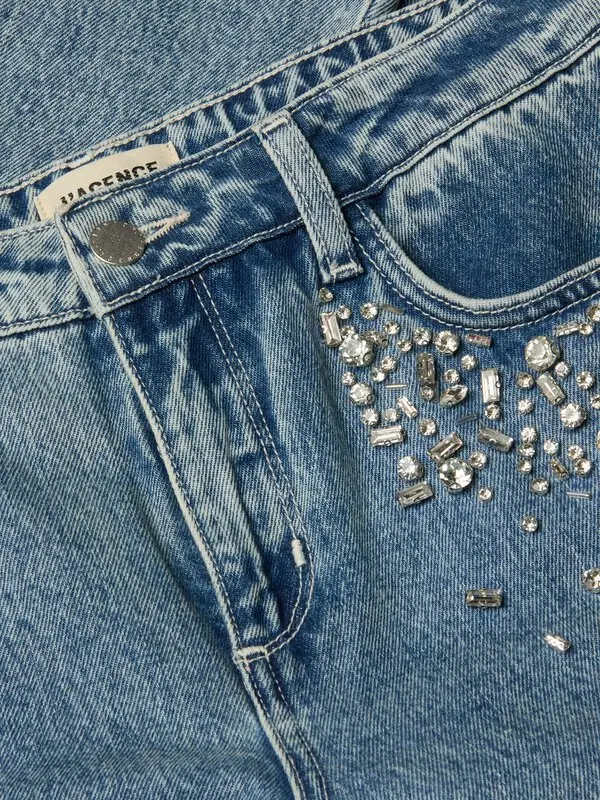 L'Agence Scottie Embellished Wide-leg Jeans - Malibu